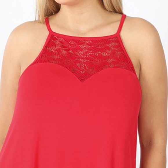 Tops | Nwt Red Laced Halter Top | Poshmark